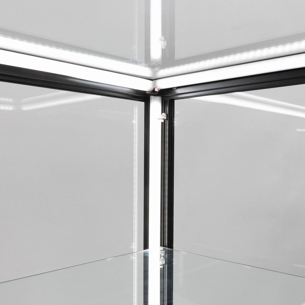Black Glass Display Retail Counter 1200mm - Dinya Shopfittings